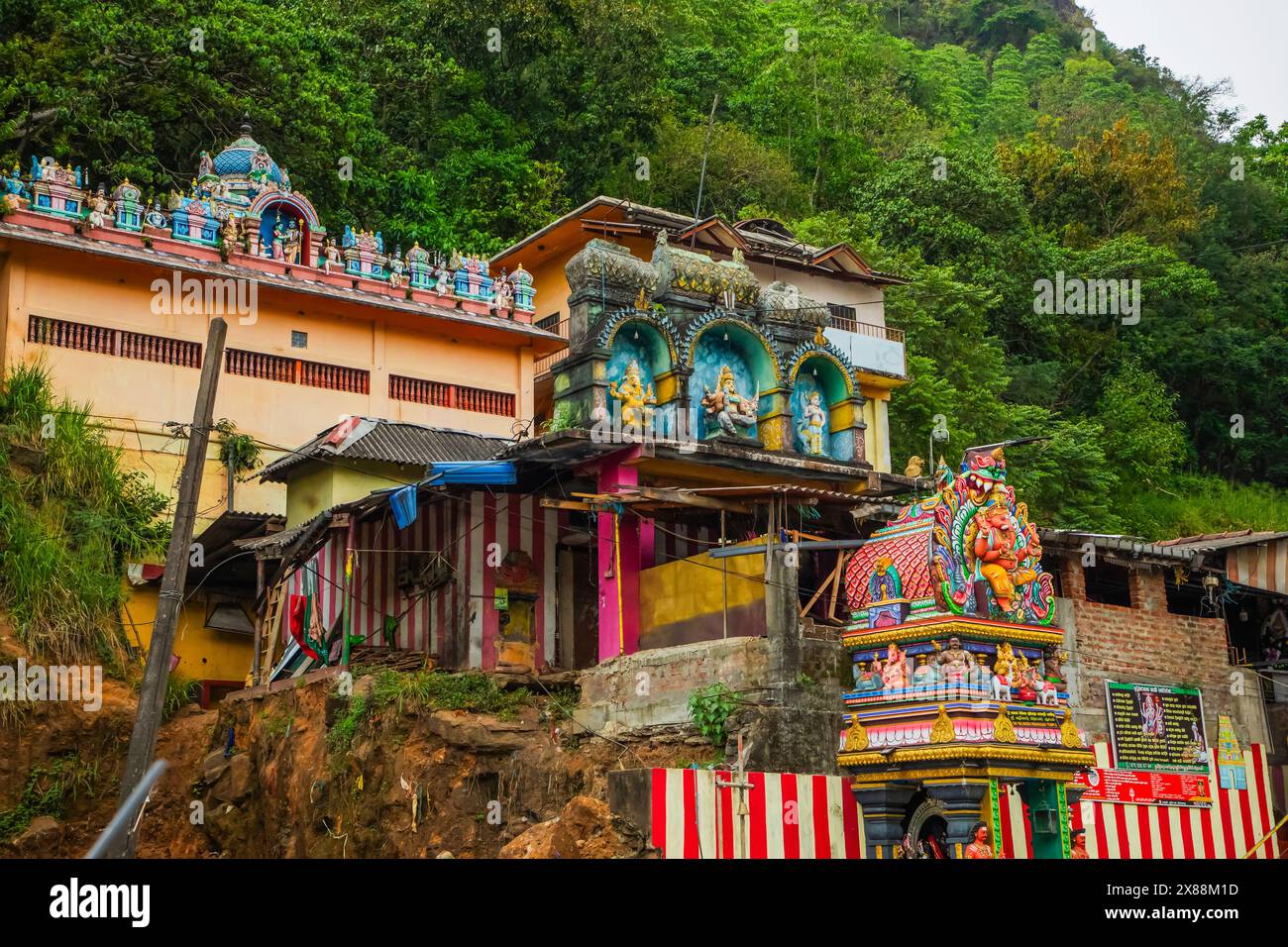 Kandy Road, Sri LAnka. 10.02.2023. Exterior of traditional Hindu temple ...