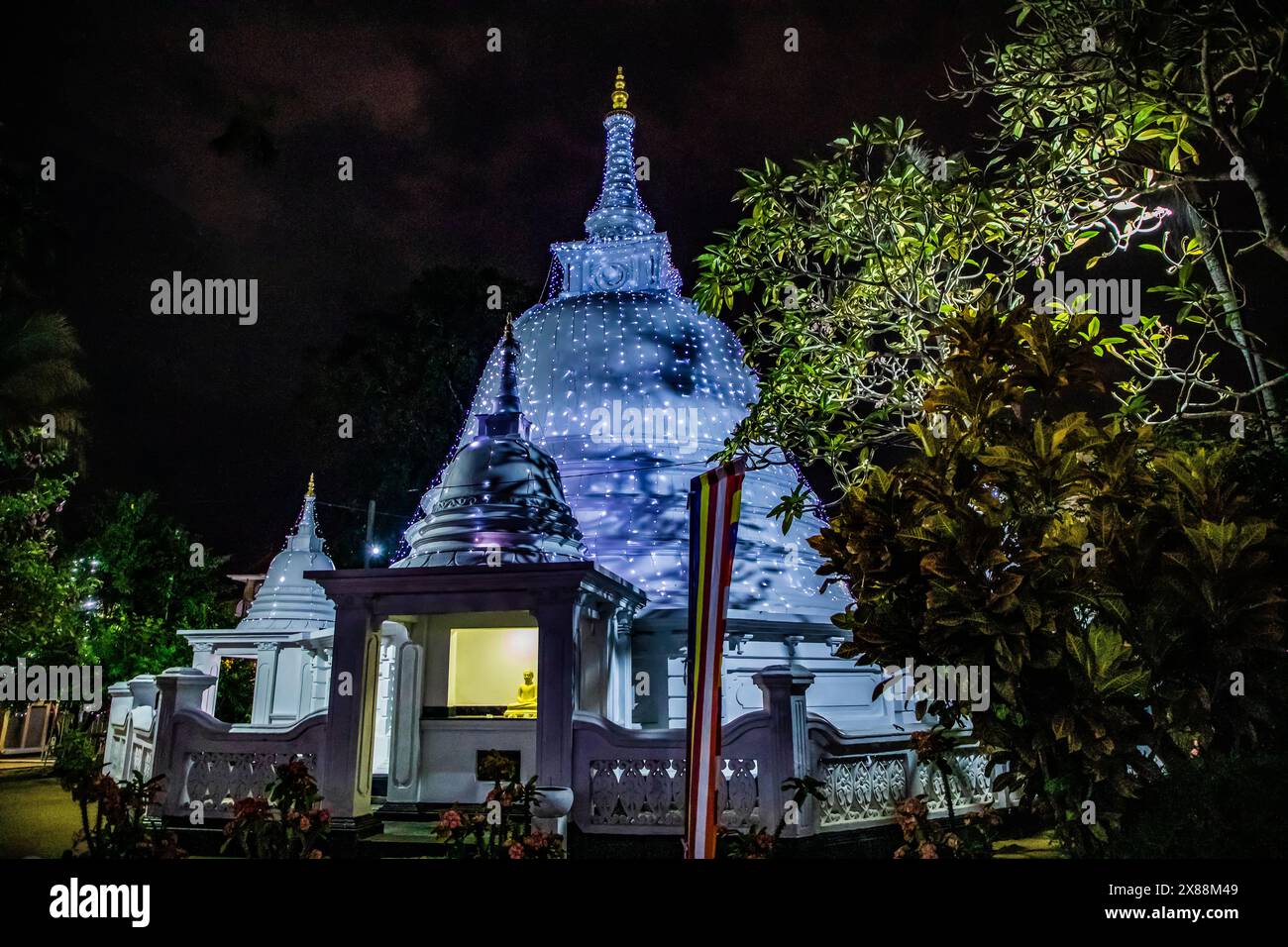 Kalutara, Sri Lanka , 10.02.2023 traditional Sri Lankan white temple ...