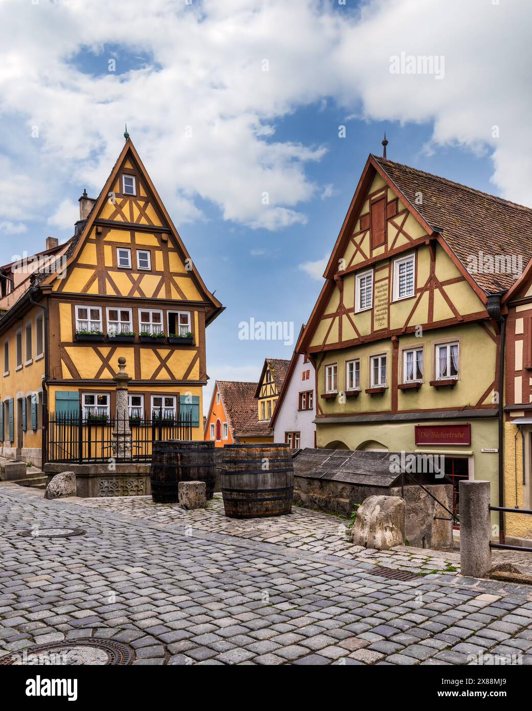 Beautiful and picturesque city view in Rothenburg ob der Tauber ...