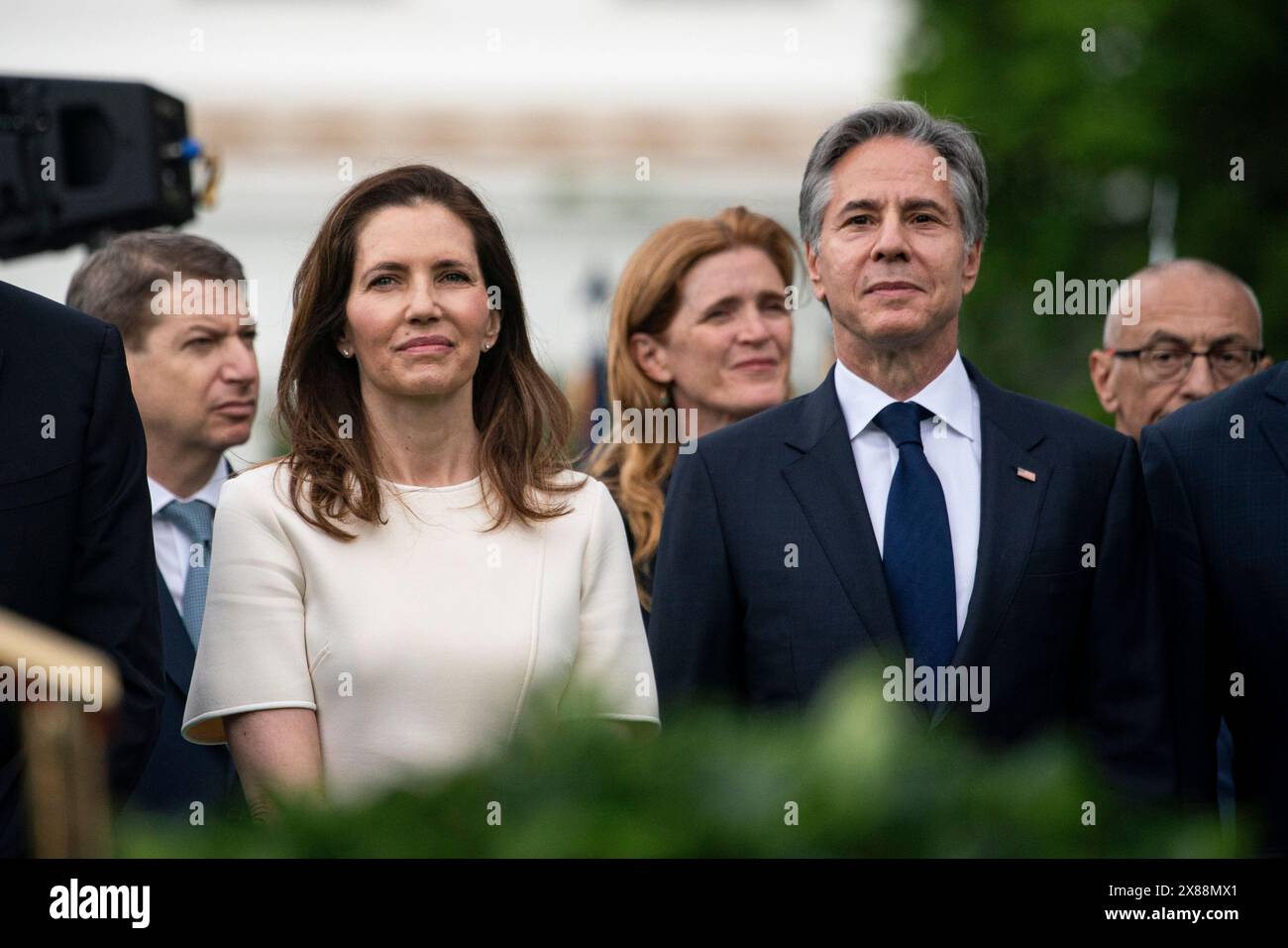 Evan Ryan, White House cabinet secretary, and Antony Blinken, US secretary of state, stand at an ...