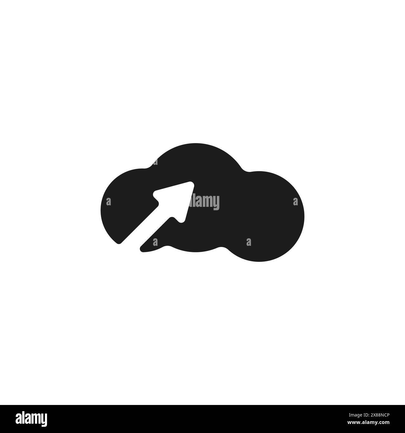 Rising arrow up vetkor. Cloud storage and data download logo. Black silhouette business clouds ...