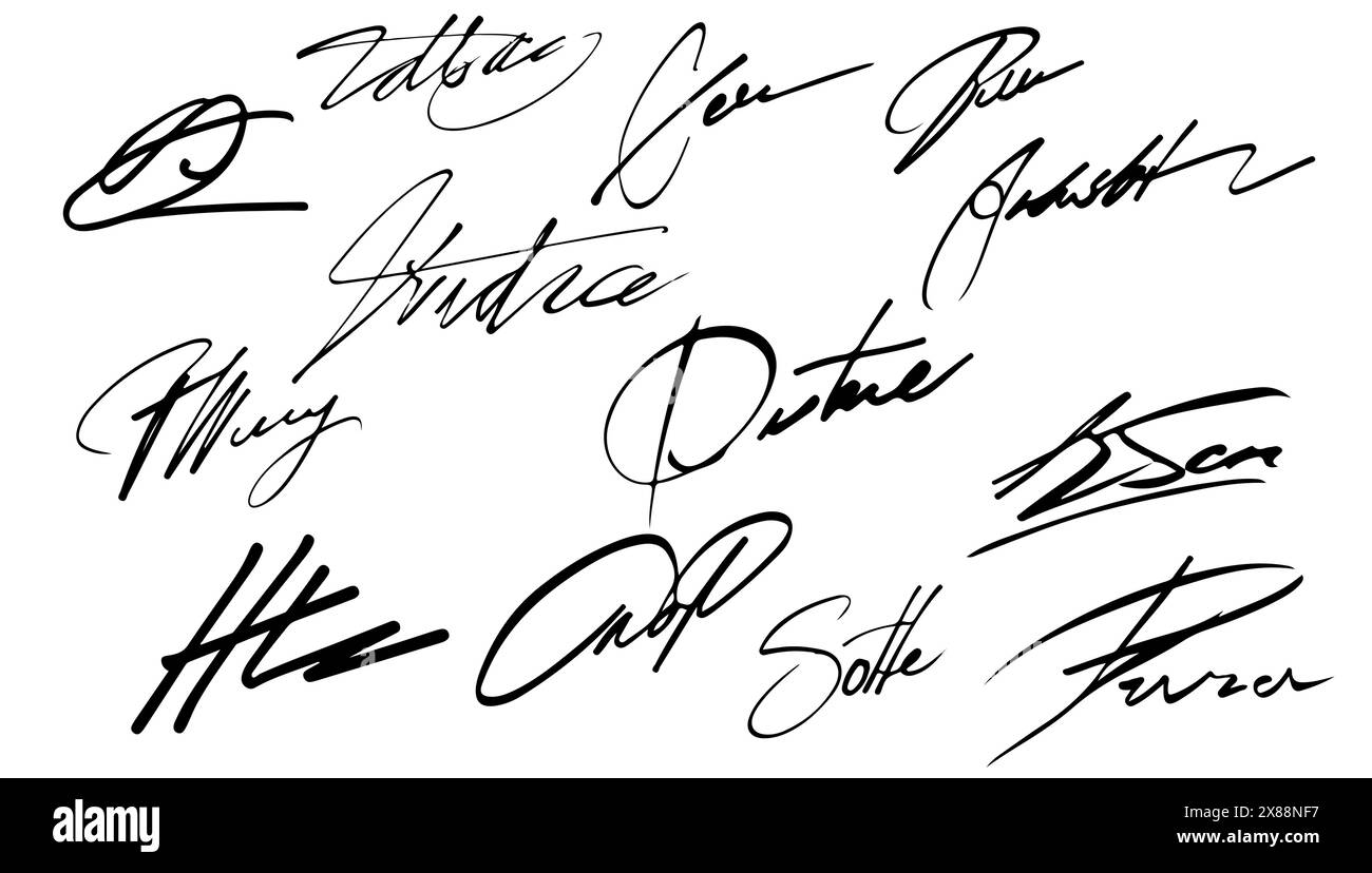 Collection of vector signatures fictitious Autograph illustration ...