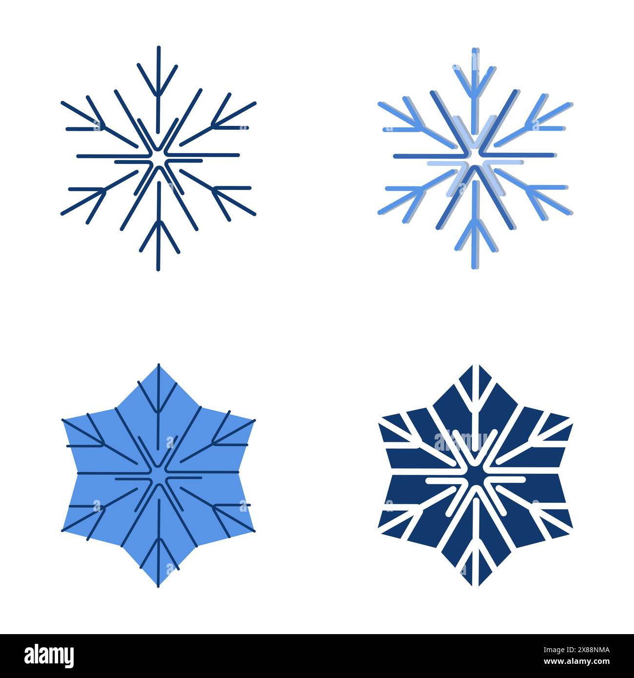 Snowflake icon set in flat and line style. Vector illustration Stock ...