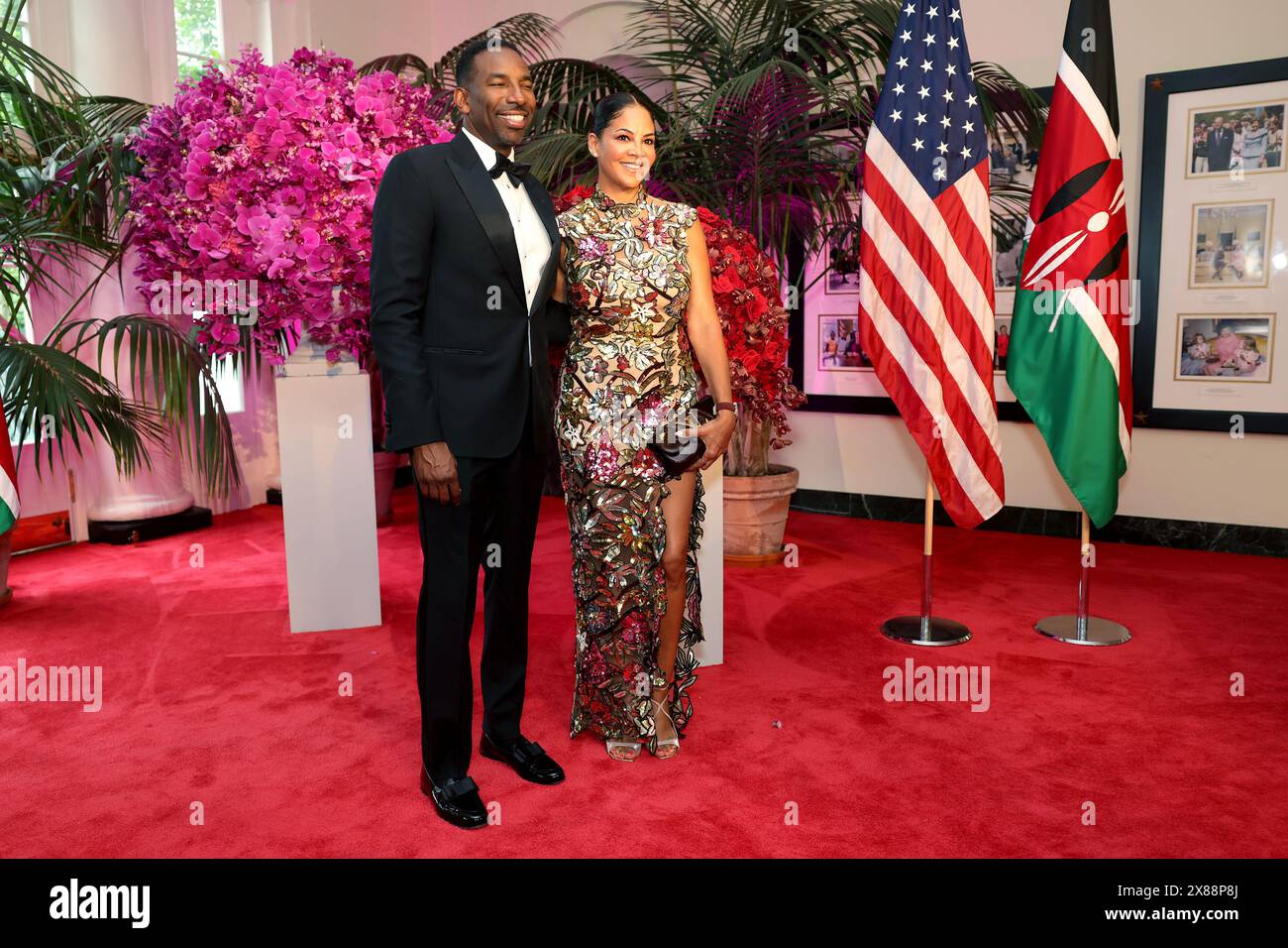 Andre Dickens, mayor of Atlanta, left, and Tracy Wilson Mourning arrive ...