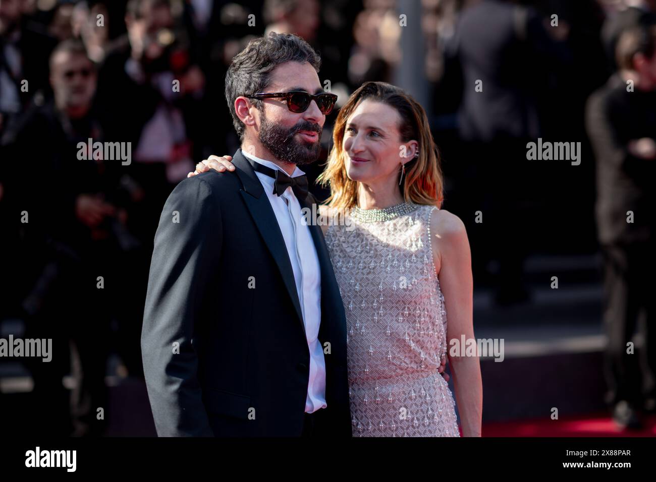 Cannes, France. 23th May, 2024. Benjamin Mahon and Camille Cottin ...