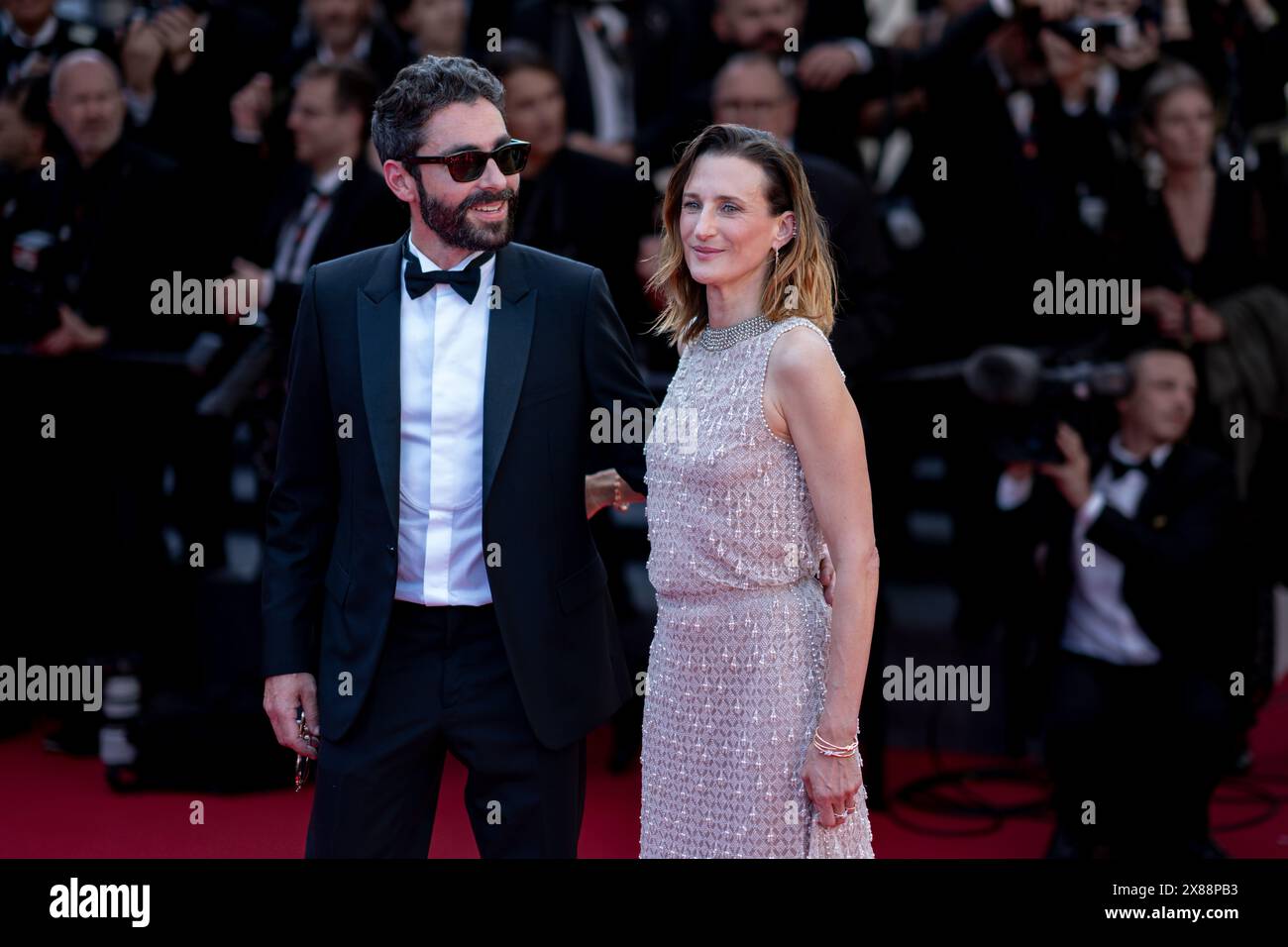 Cannes, France. 23th May, 2024. Benjamin Mahon and Camille Cottin ...