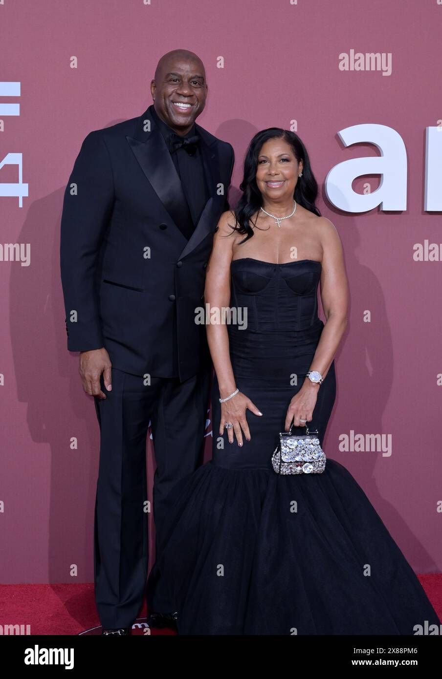 ANTIBES, FRANCE. May 23, 2024: Magic Johnson & Cookie Johnson at the ...