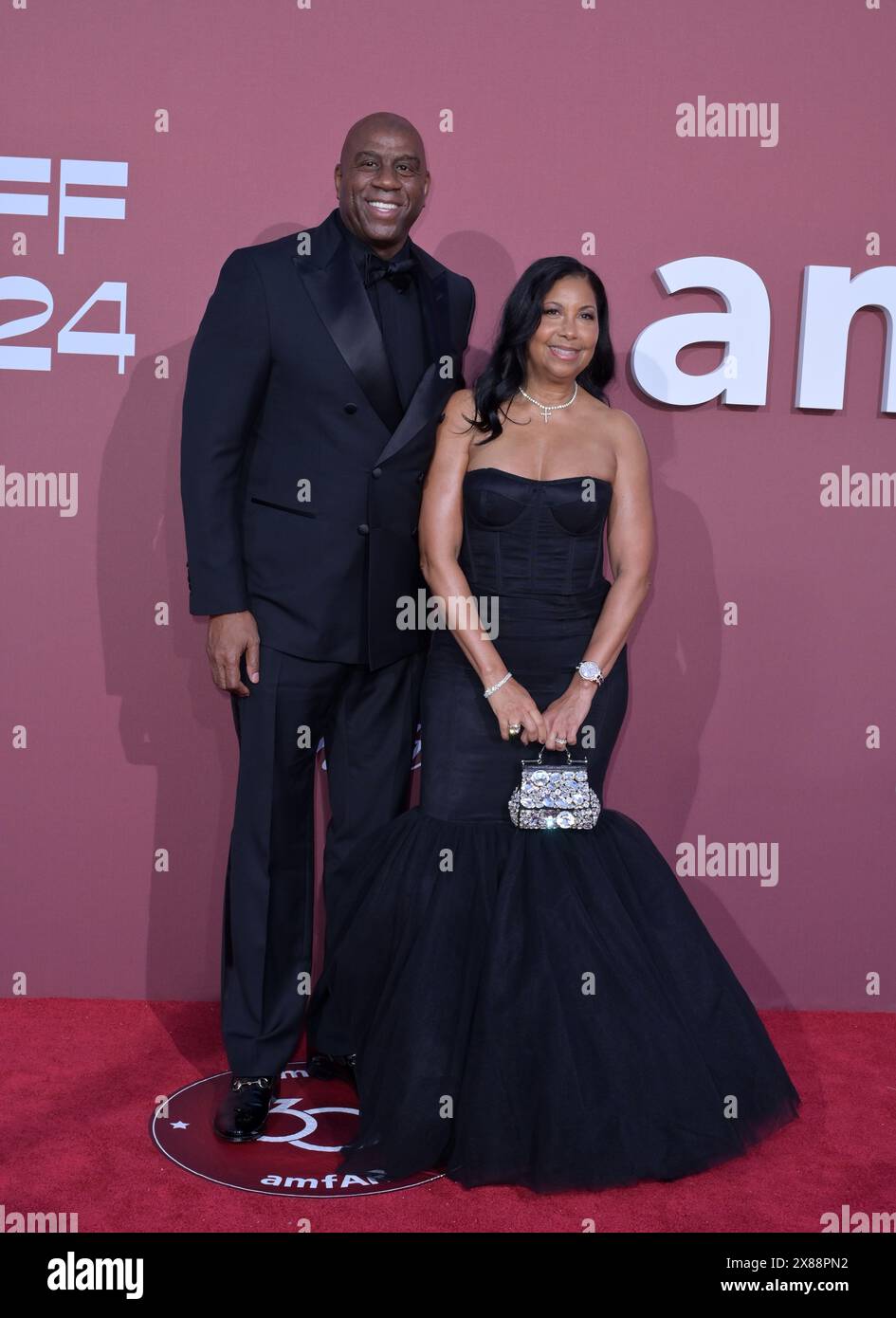 ANTIBES, FRANCE. May 23, 2024: Magic Johnson & Cookie Johnson at the ...