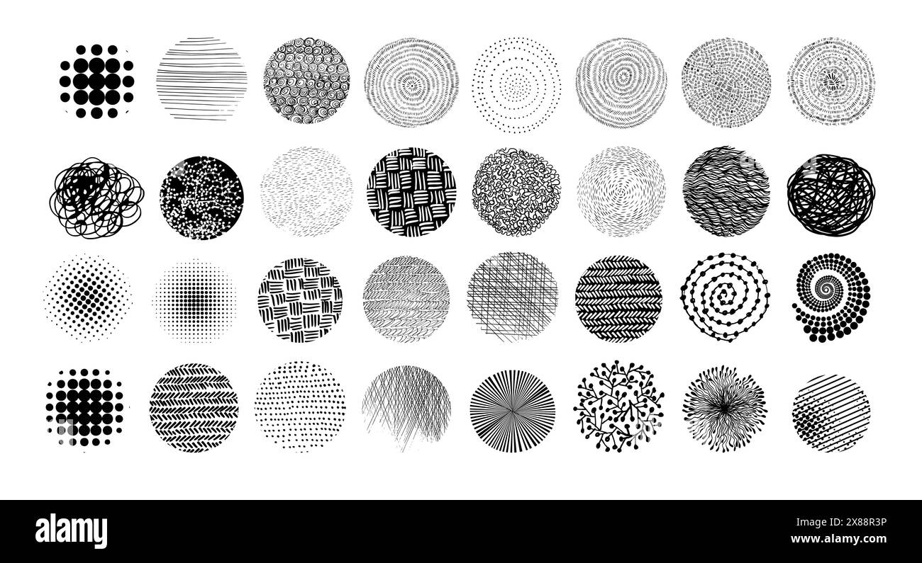 Set of graphic abstract circles hand drawn. hand drawing. Not AI ...