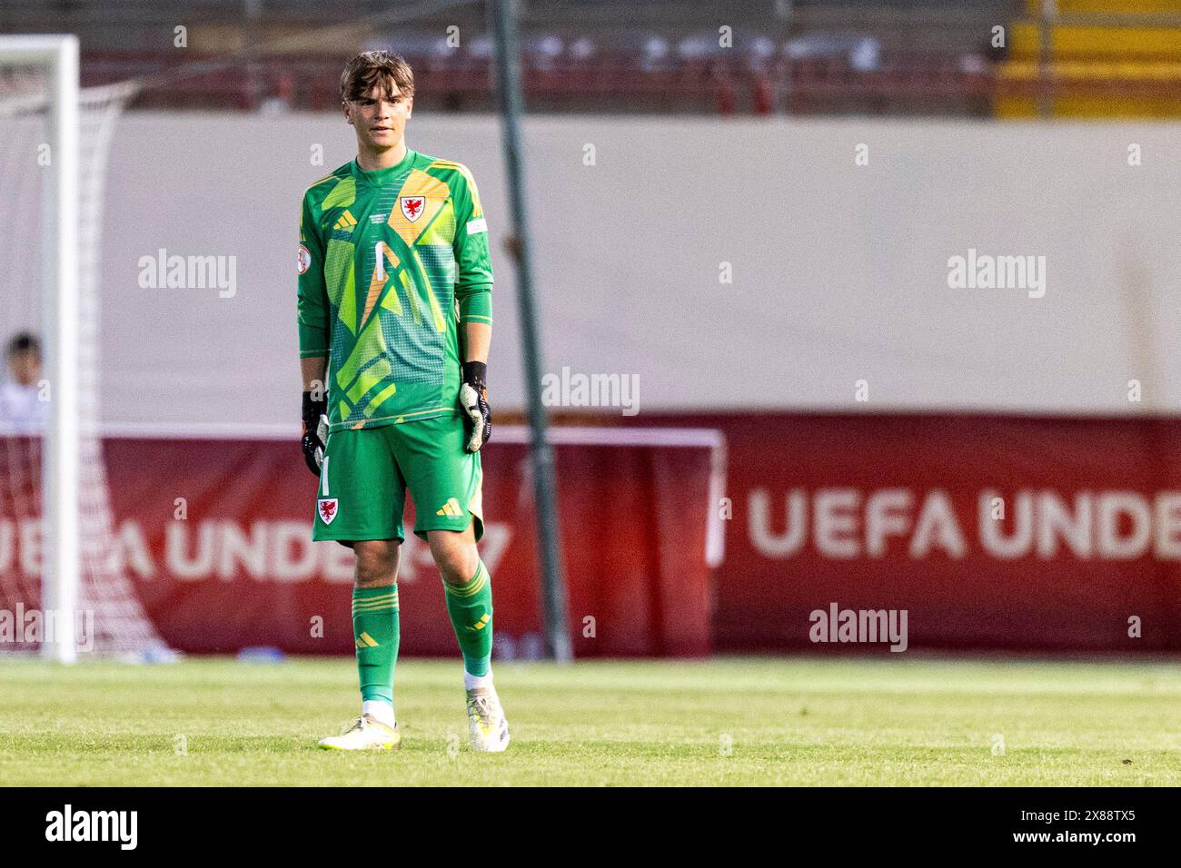 LARNACA, CYPRUS - 23RD MAY 2024: Luis Lines in action. Cymru u17 v Austria in the UEFA U17 ...