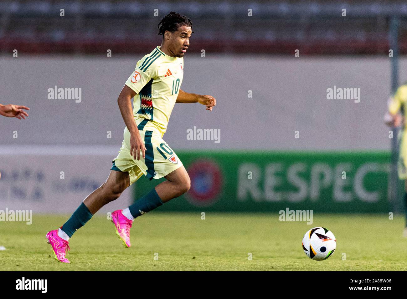 LARNACA, CYPRUS - 23RD MAY 2024: Elliot Myles in action. Cymru u17 v ...
