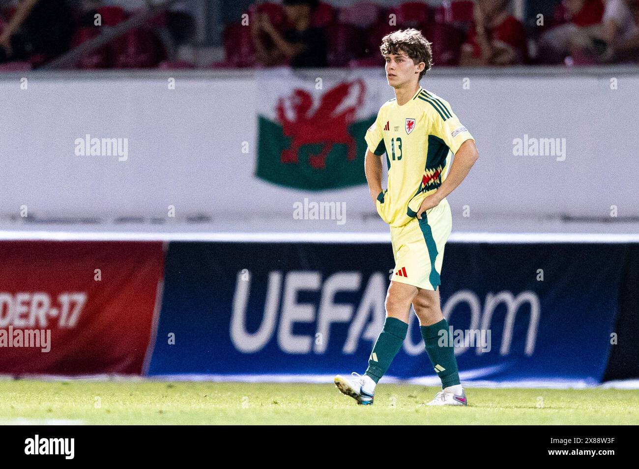 LARNACA, CYPRUS - 23RD MAY 2024: Louis Griffiths in action. Cymru u17 v ...