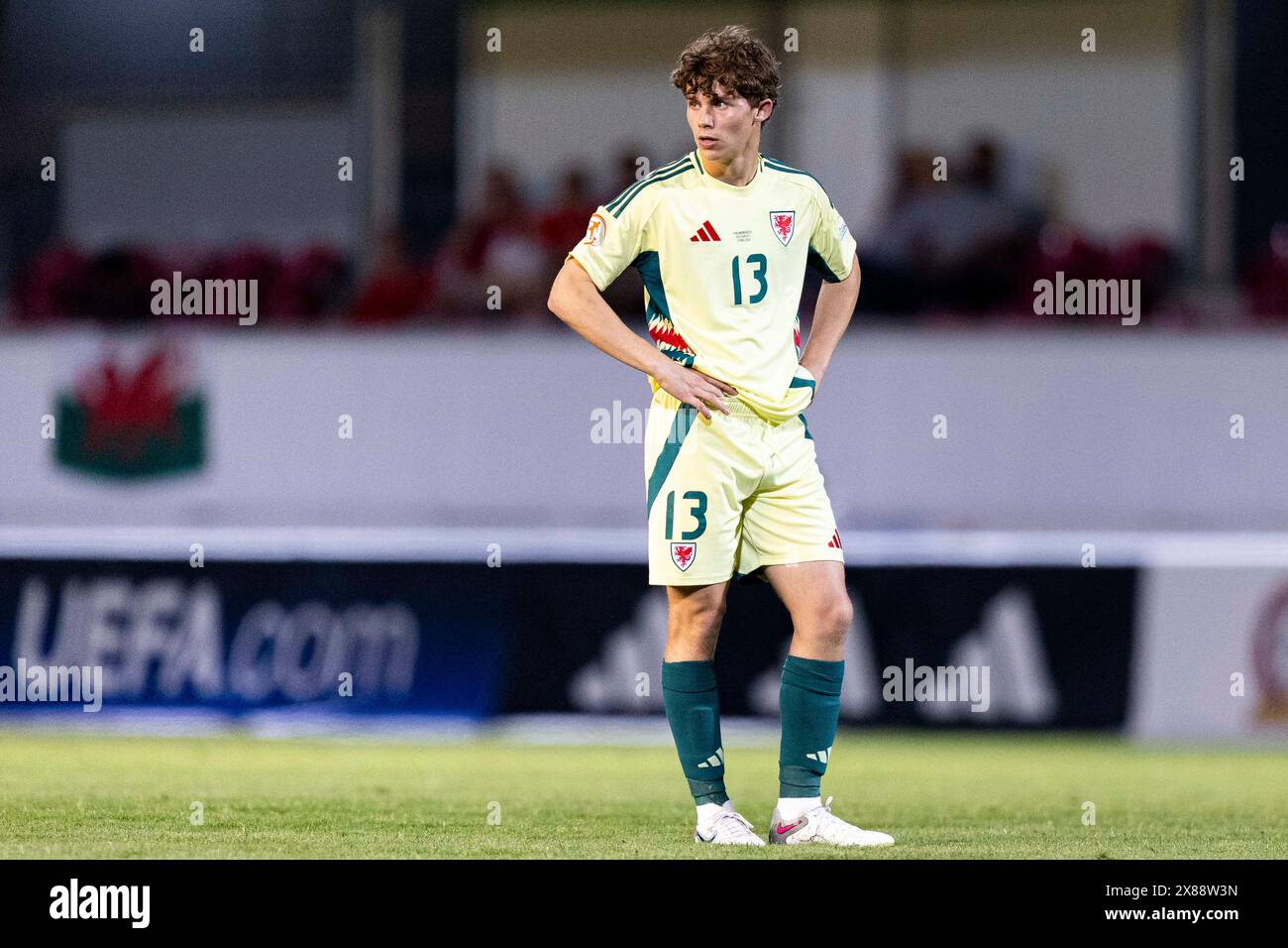 LARNACA, CYPRUS - 23RD MAY 2024: Louis Griffiths in action. Cymru u17 v ...