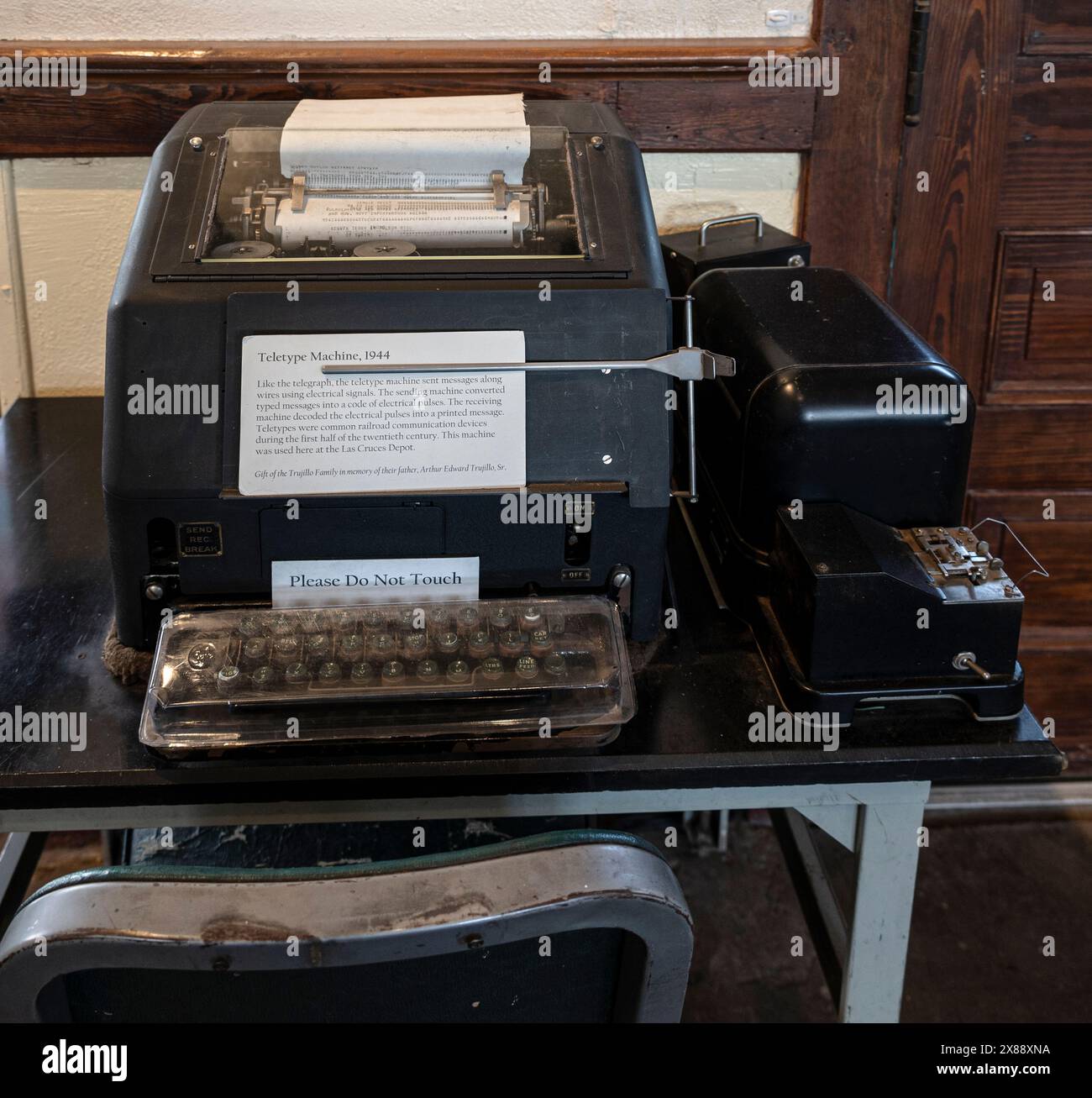 A Teletype Machine from 1944 displayed as an antique artifact in the Las Cruces New Mexico Depot ...