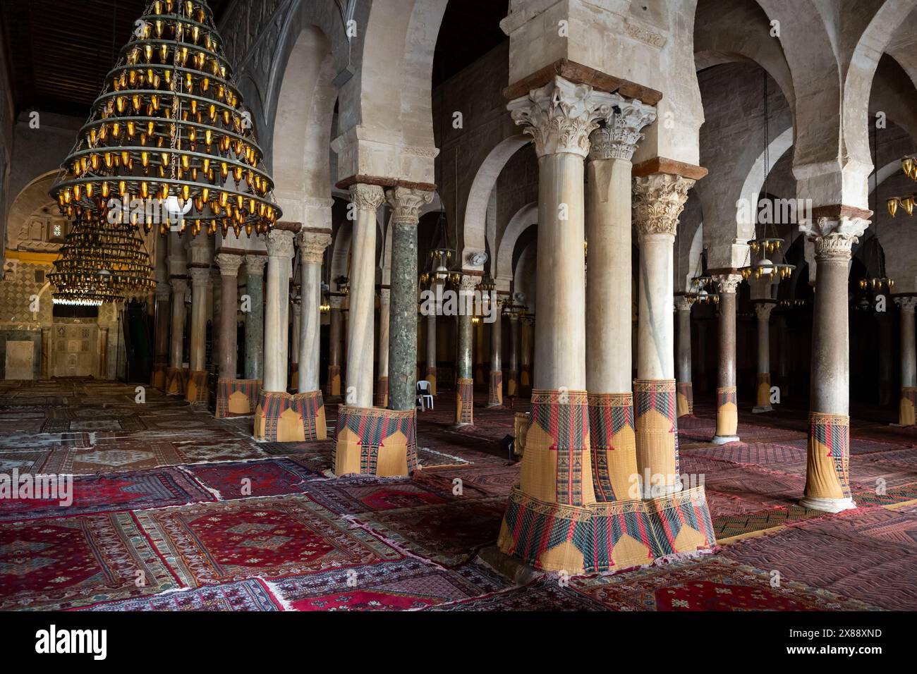 Inside prayer hall of Great Mosque of Kairouan, Tunisia Stock Photo - Alamy