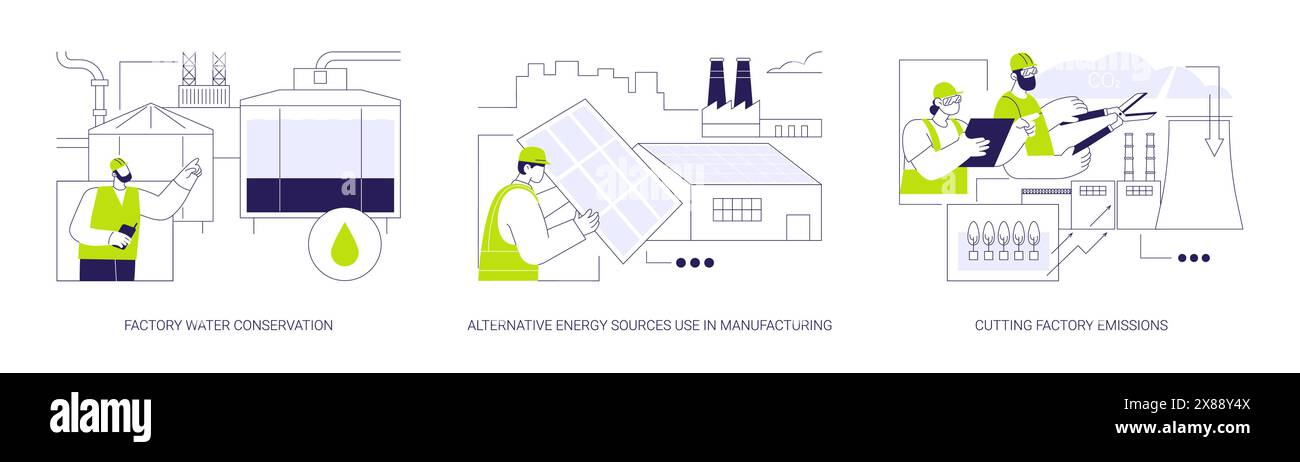 Sustainable factory abstract concept vector illustrations Stock Vector ...