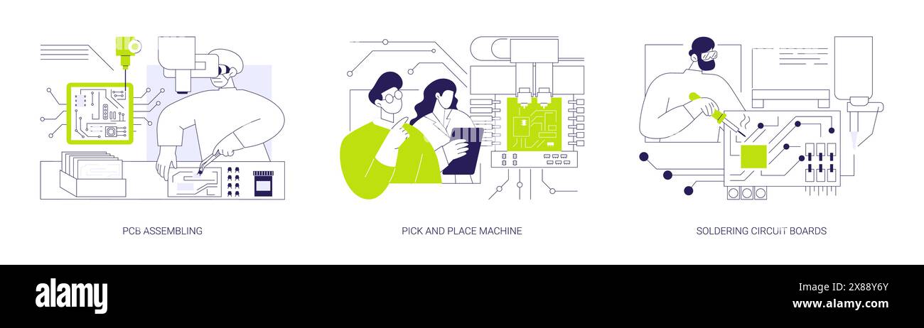 Electronic devices manufacturing abstract concept vector illustrations ...