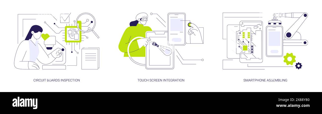 Electronic devices assembly abstract concept vector illustrations Stock ...