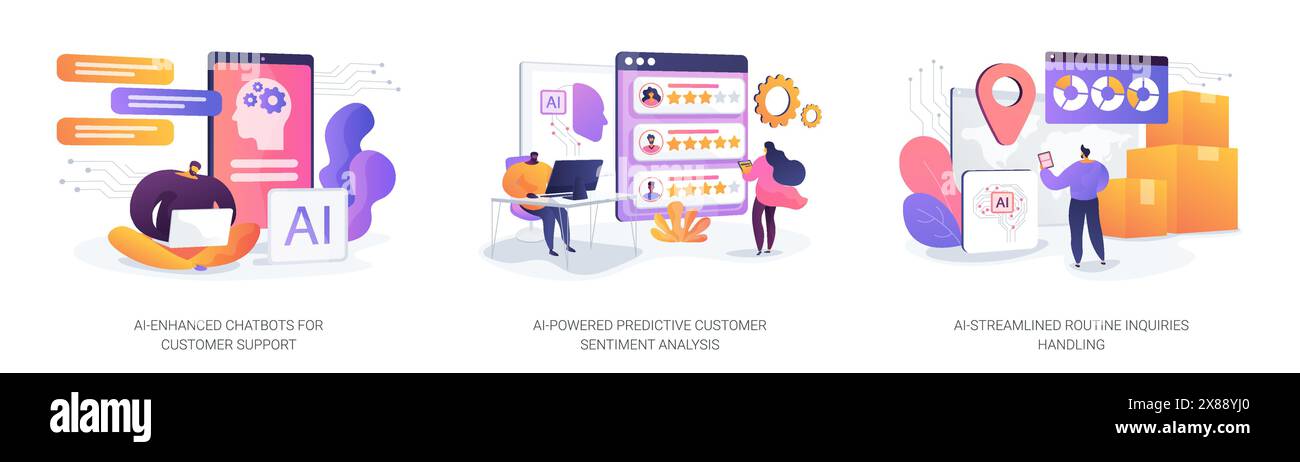 AI in Customer Support abstract concept vector illustrations Stock ...