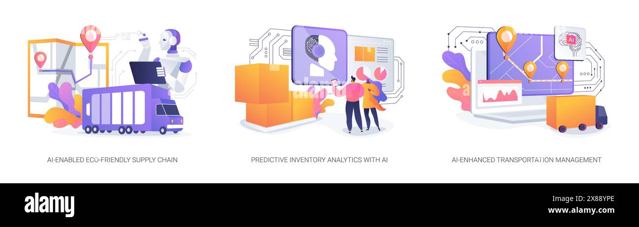 AI logistics abstract concept vector illustrations Stock Vector Image ...