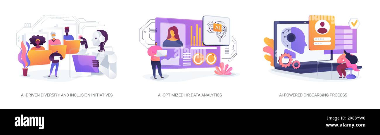 AI use in Human Resources abstract concept vector illustrations Stock ...