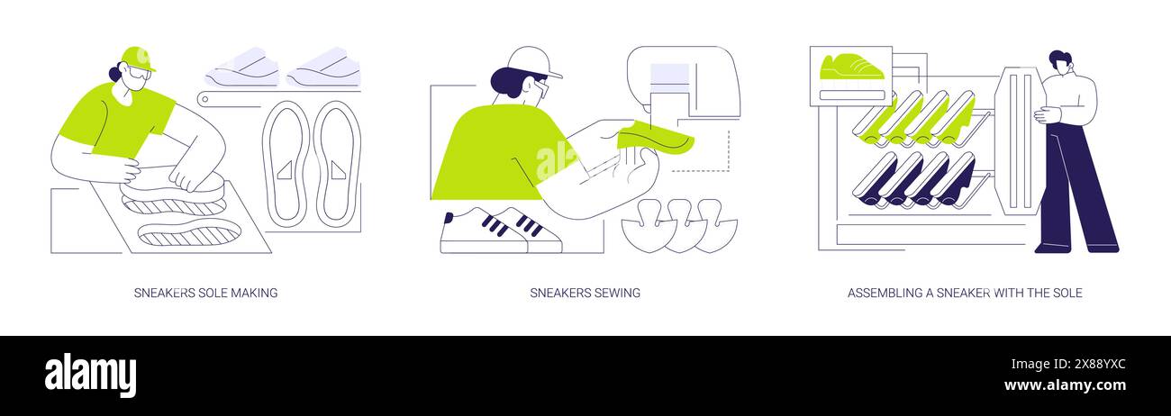 Sneakers factory abstract concept vector illustrations Stock Vector ...