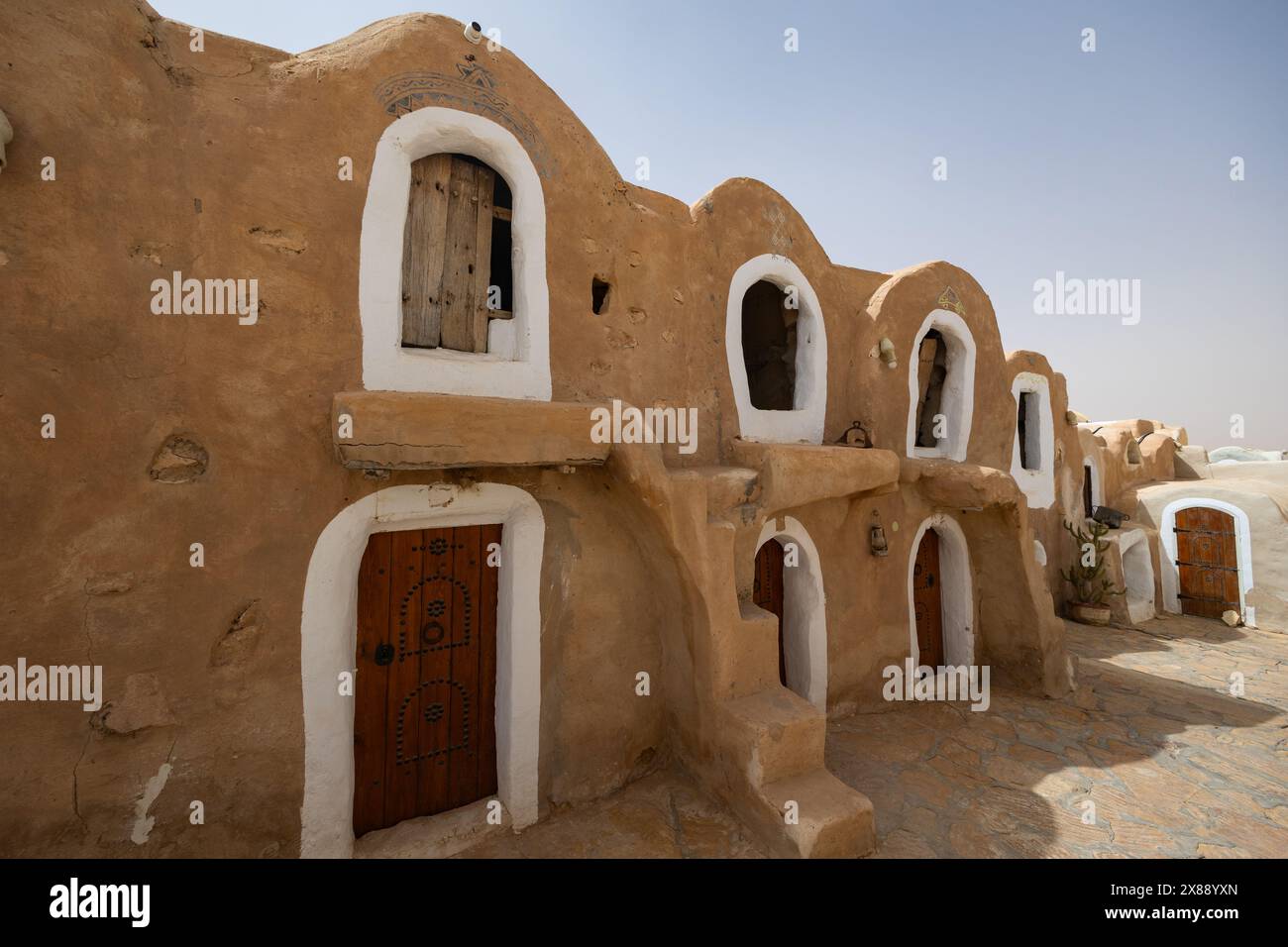 Ghorfa storage graneries of traditional Berber mud brick fortified Ksar ...