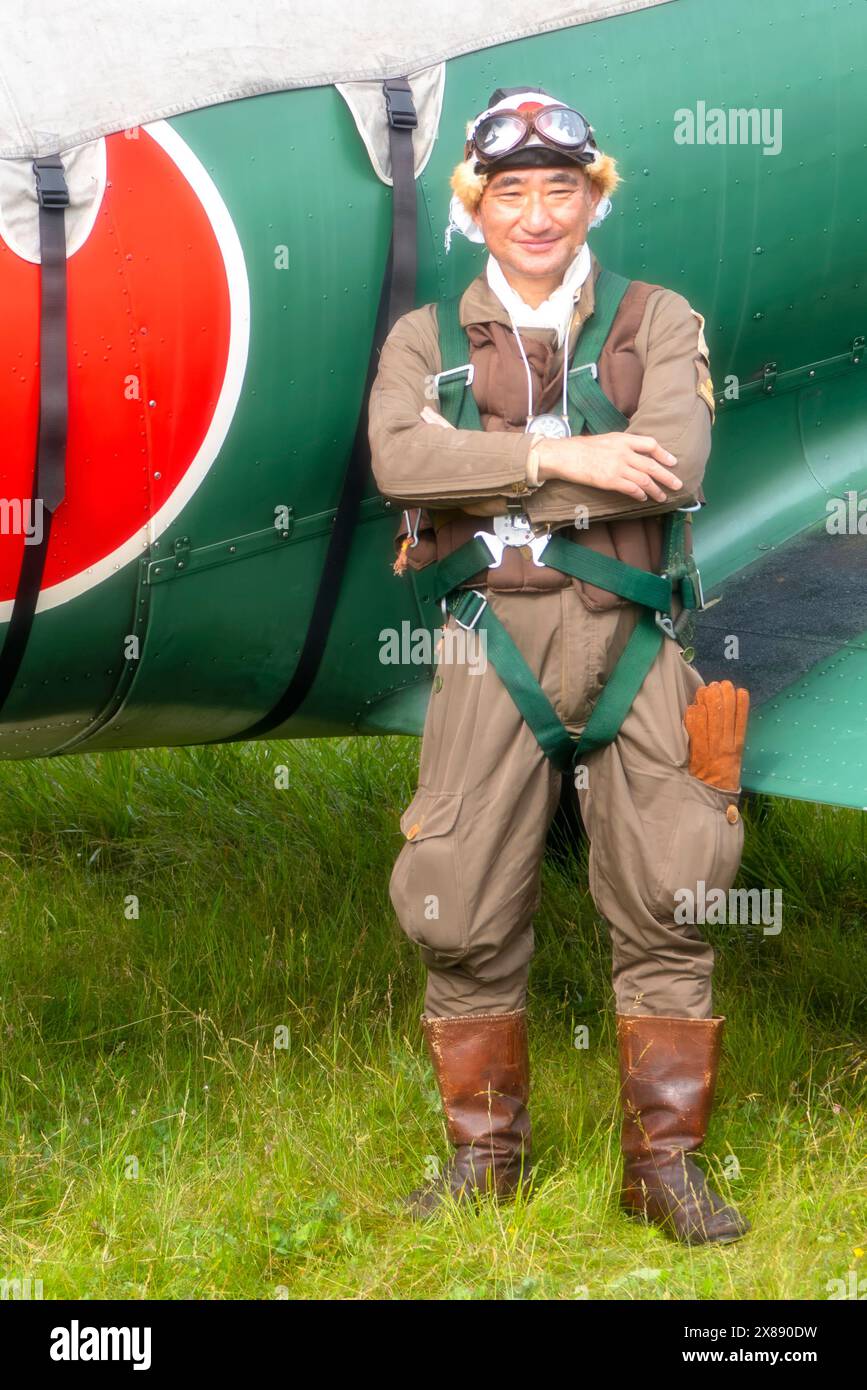 Japanese Pilot at Temps Des Helices Air Show 2024 in La Ferte-Alais ...