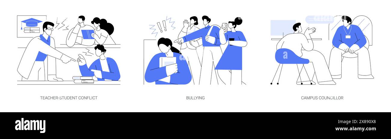 College conflicts isolated cartoon vector illustrations se Stock Vector ...