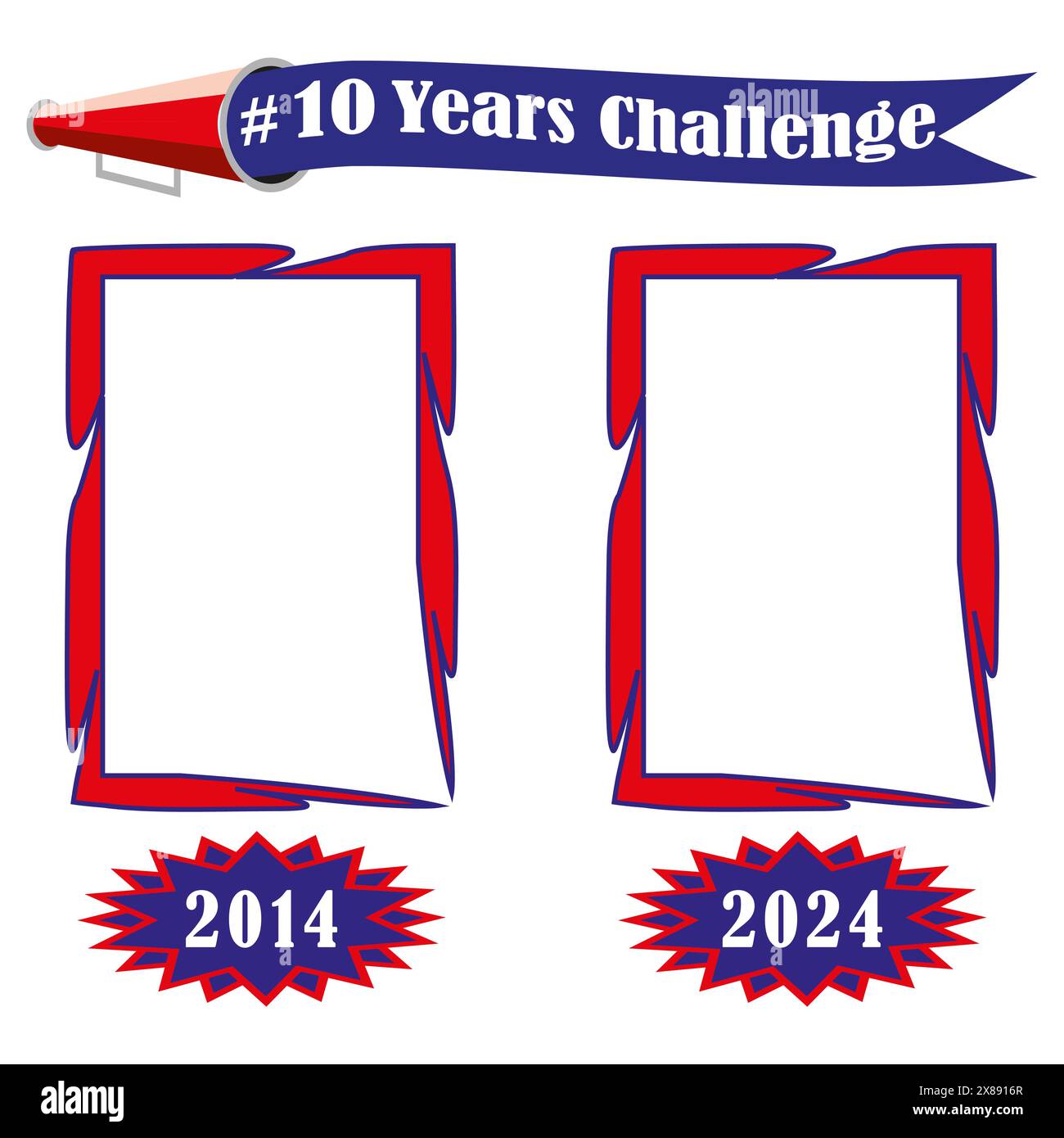 10 Years Challenge frames. Before and after comparison. Vector ...