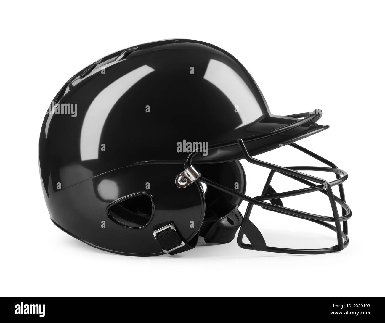 Black baseball batting helmet isolated on white Stock Photo - Alamy