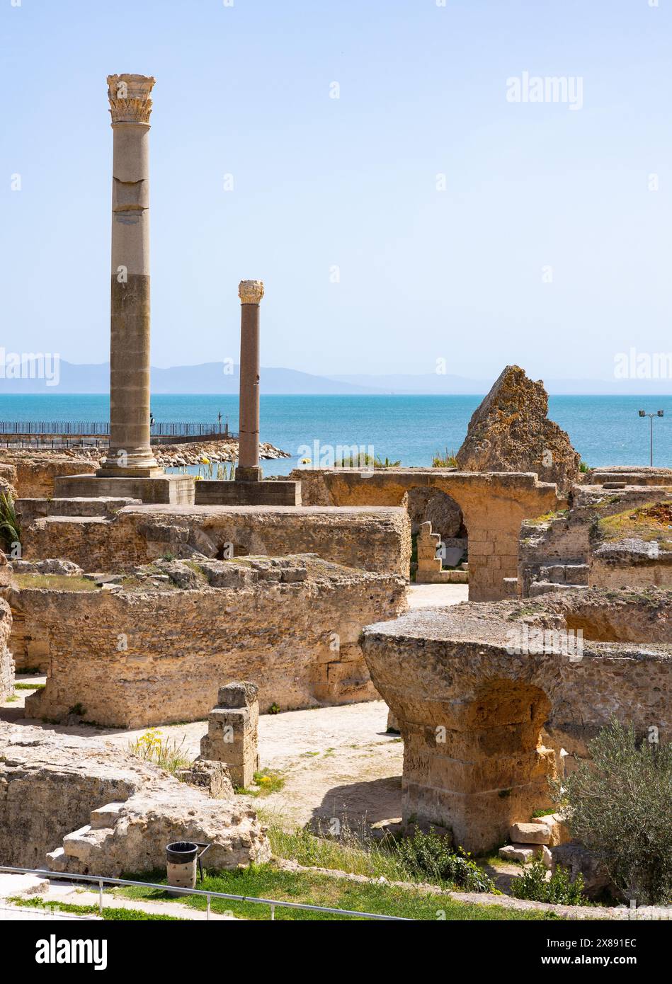 Roman Baths of Antoninus ruins in Carthage on seashore, Tunisia Stock Photo - Alamy