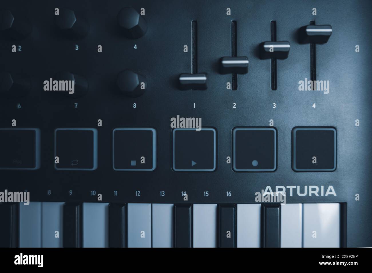 Black midi keyboard. Musical instrument. High quality photo Stock Photo ...