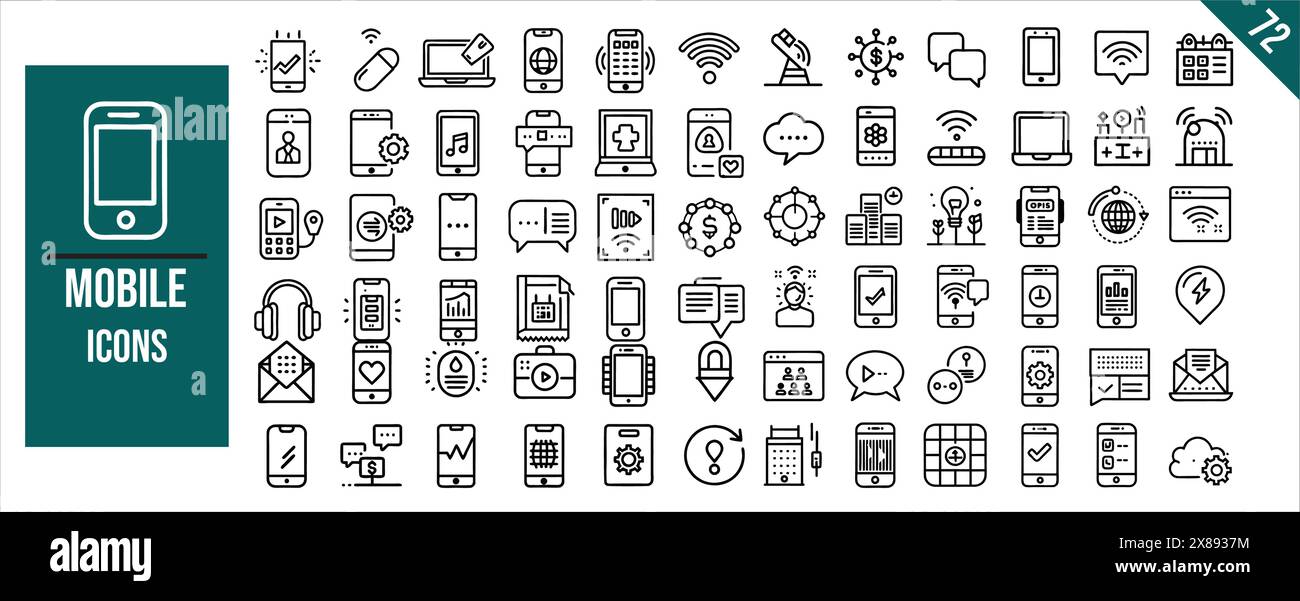 Icon set. icon collection, Editable stroke, Vector illustration Stock ...