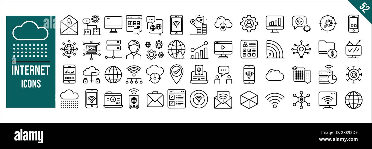 Icon set. icon collection, Editable stroke, Vector illustration Stock ...