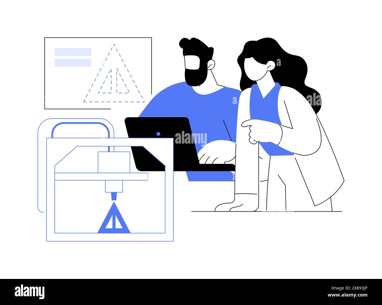 3D object printing isolated cartoon vector illustrations Stock Vector ...