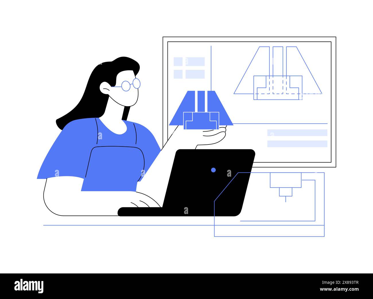 3D printing model isolated cartoon vector illustrations Stock Vector ...