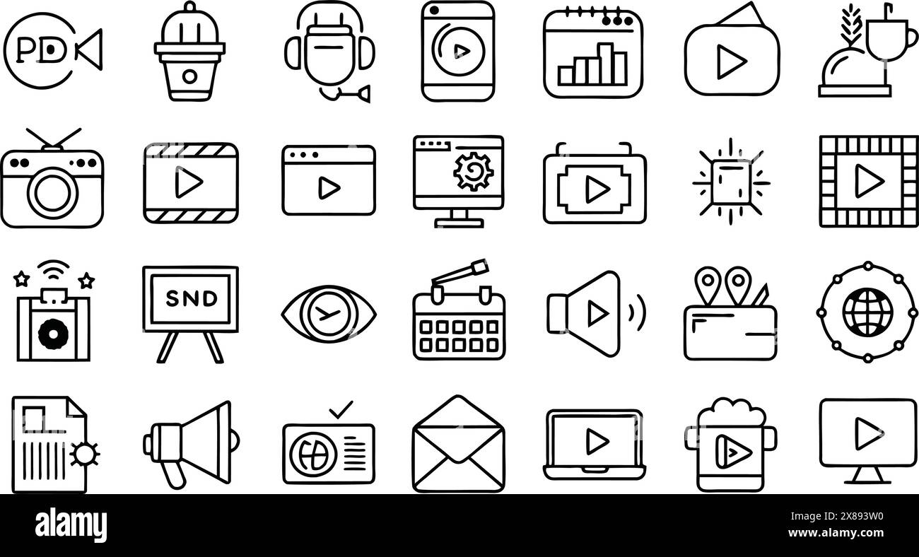 Icon set. icon collection, Editable stroke, Vector illustration Stock ...