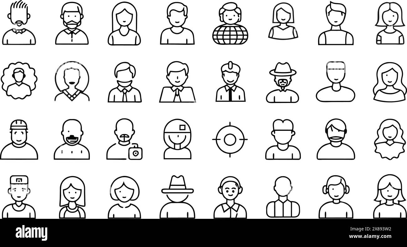 Icon set. icon collection, Editable stroke, Vector illustration Stock ...