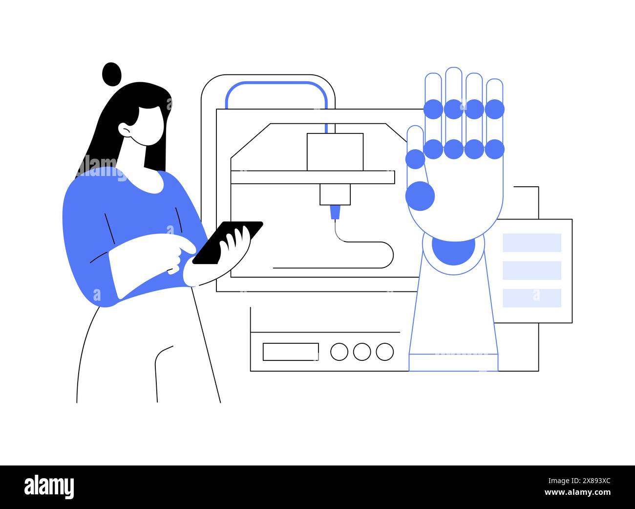 3D printed bionic hand isolated cartoon vector illustrations Stock ...