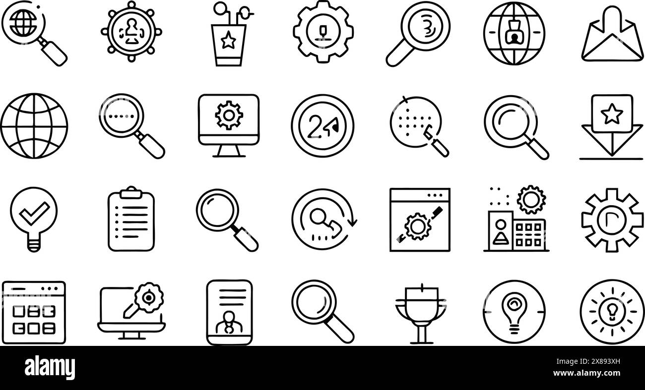 Icon set. icon collection, Editable stroke, Vector illustration Stock ...