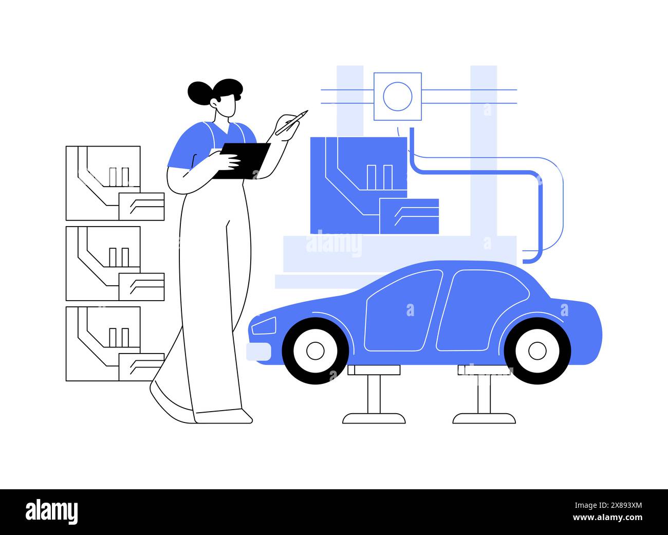 3D printed automotive parts isolated cartoon vector illustrations Stock ...