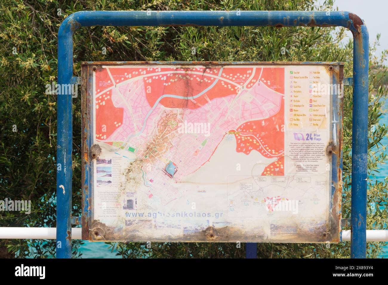 Town center street map guide by the Akti street in Agios Nikolaos in ...