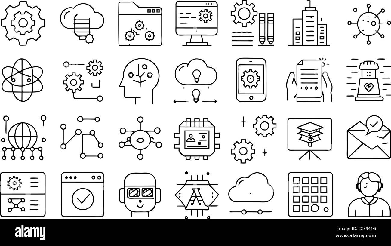 Icon set. icon collection, Editable stroke, Vector illustration Stock ...