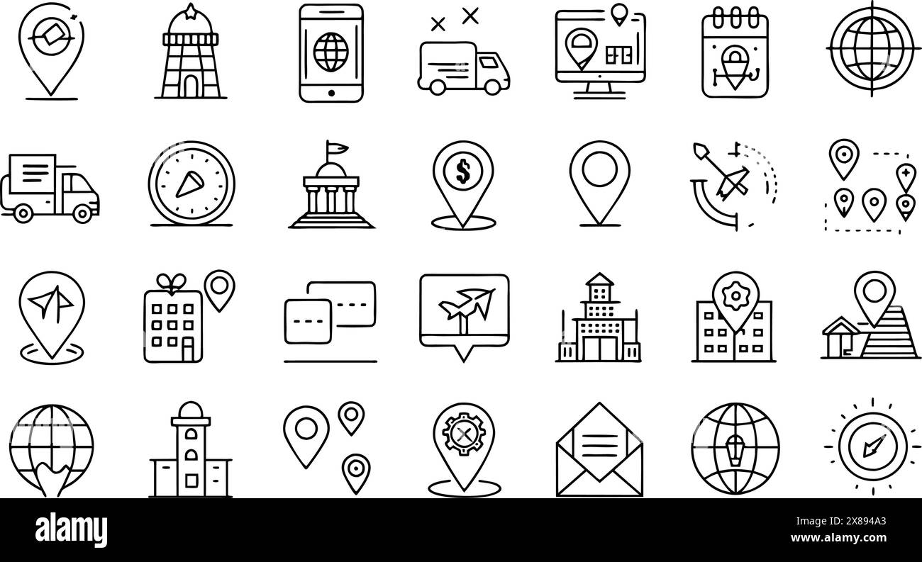 Icon set. icon collection, Editable stroke, Vector illustration Stock ...