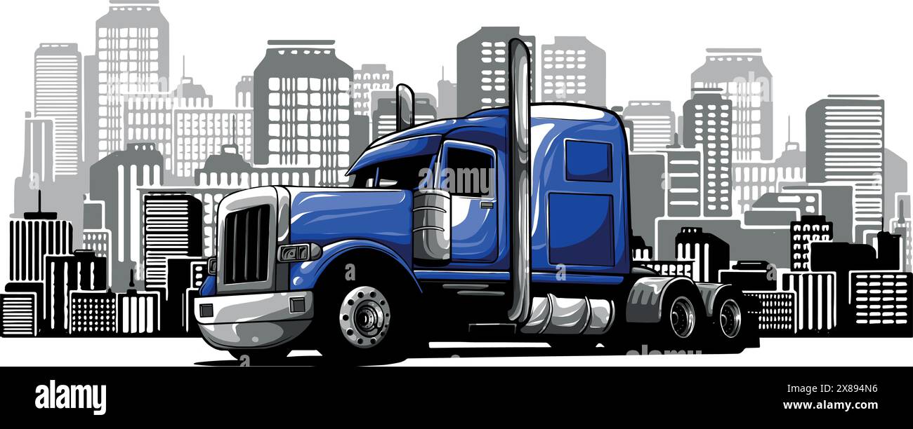 draw semi truck vehicle vector illustration design Stock Vector Image ...