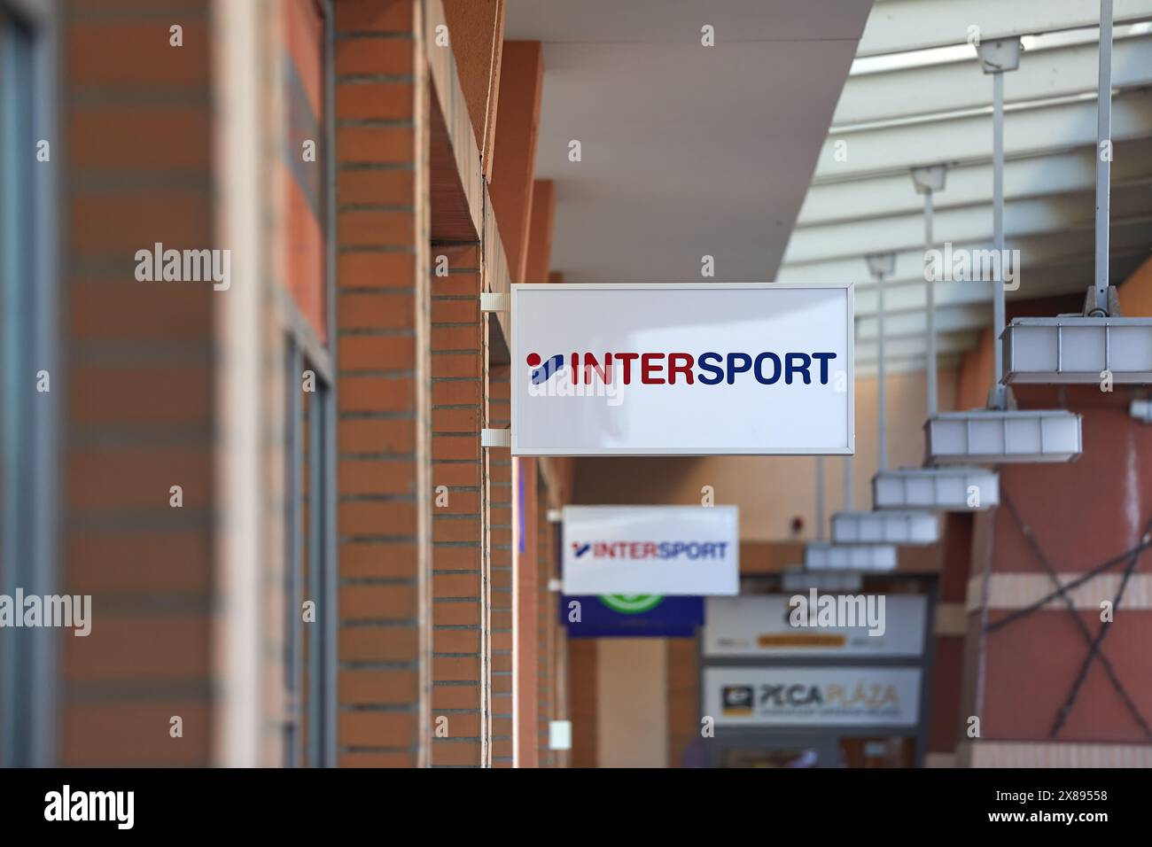 Intersport shop sign board in a mall Stock Photo - Alamy
