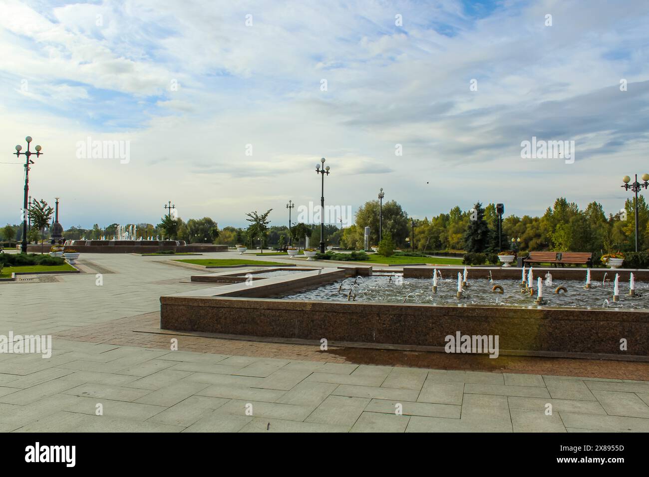 Famous Strelka park in place of confluence of Kotorosl and Volga rivers ...