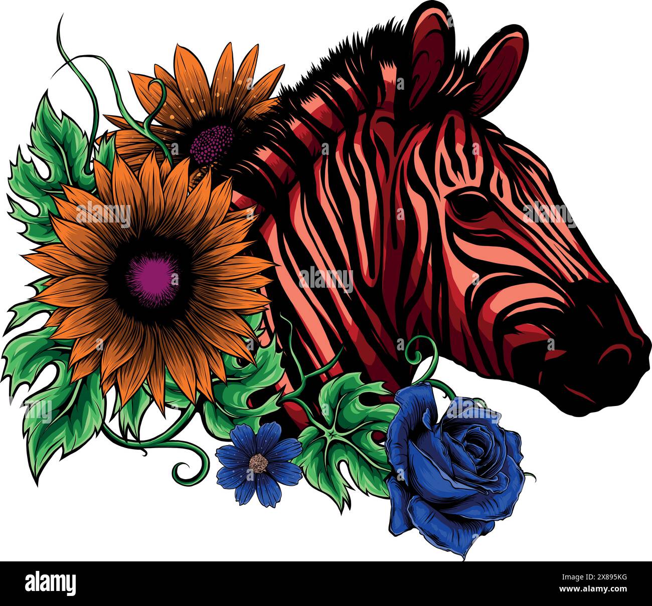 hand draw Zebra head vector illustration design Stock Vector Image ...