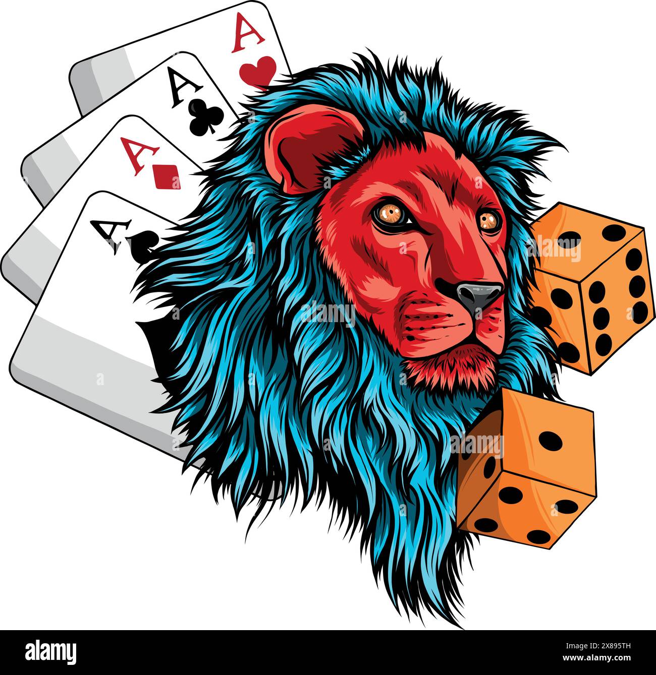 Lion head colorful hand draw vector illustration Stock Vector Image ...